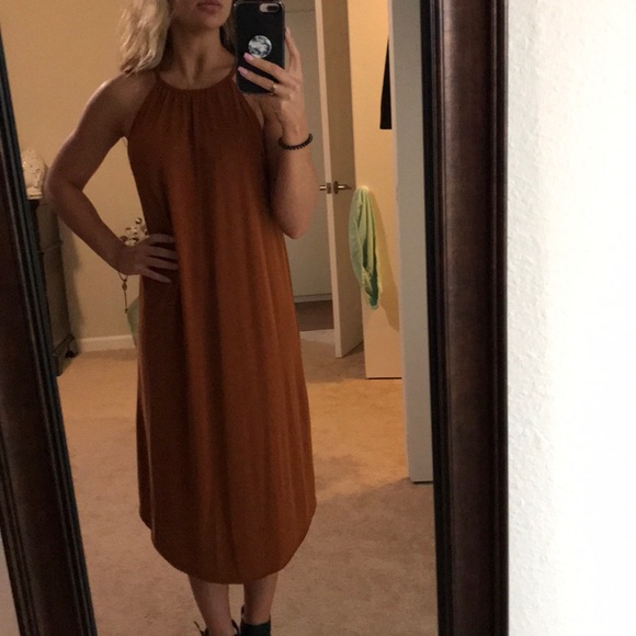 Forever 21 | Dresses | High Neck Rust Brown Midi Dress | Poshmark